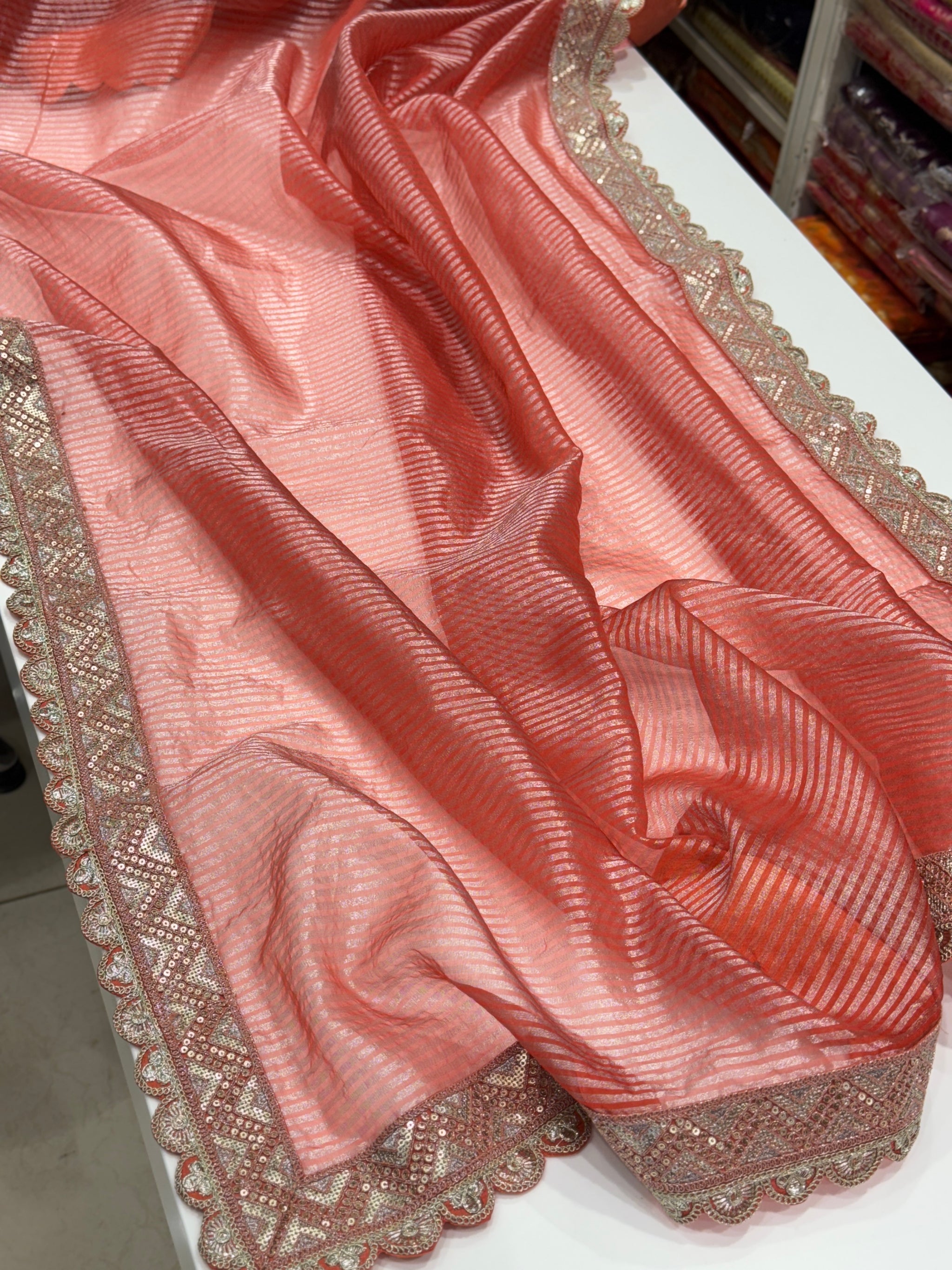 Crimson Tissue Patch Work Contemporary Saree