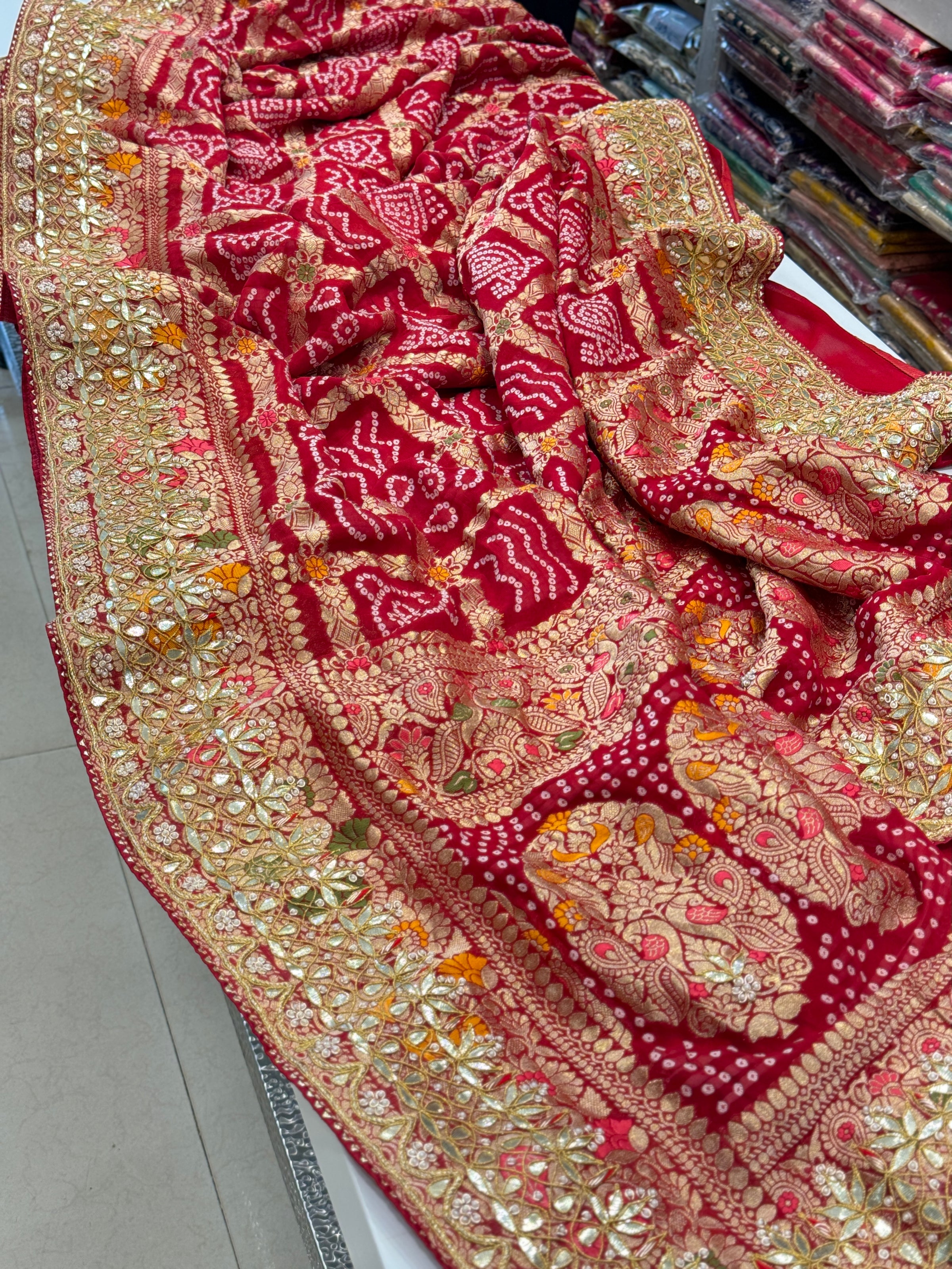 Red Gharchola with Gotapatti Saree