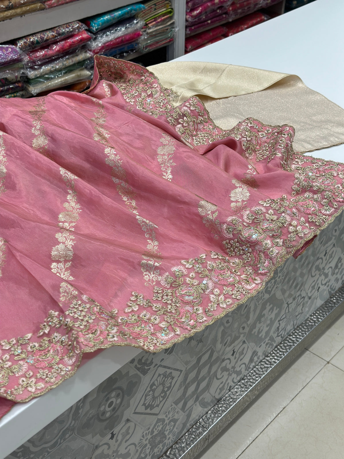 Tissue Embroidery Sarees